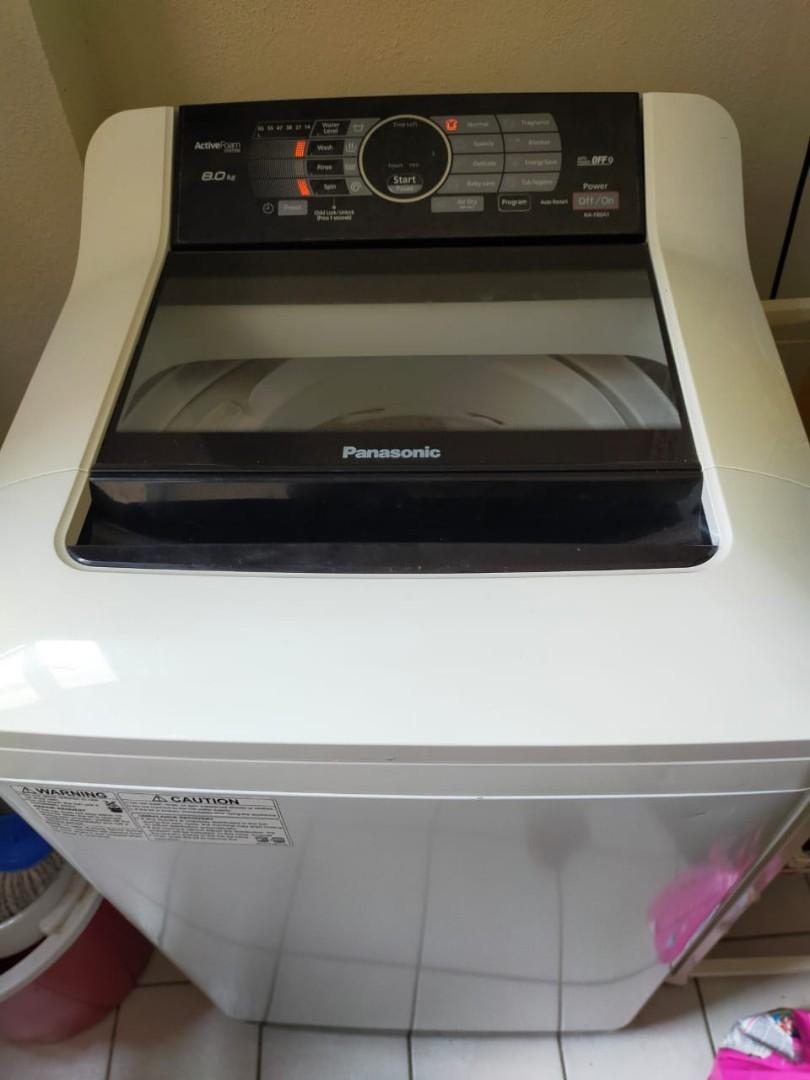 Panasonic washing machine 8 kg active foam system auto power NA F80A1 ...