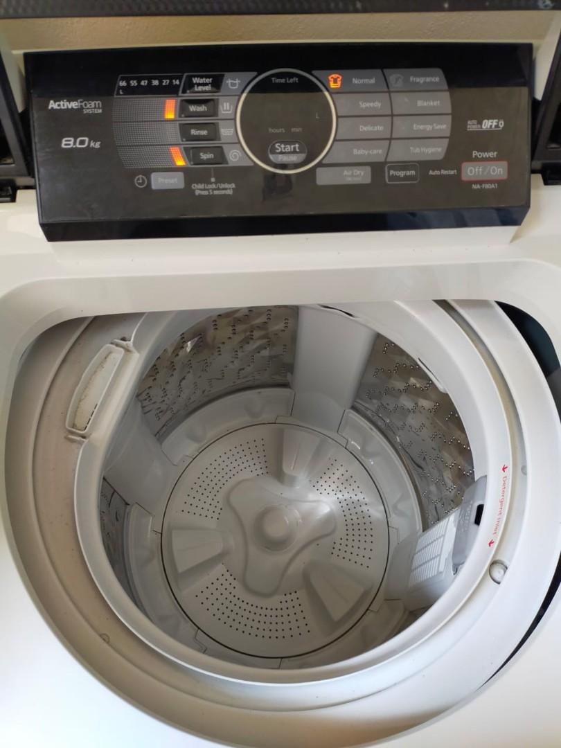 Panasonic washing machine 8 kg active foam system auto power NA F80A1 ...