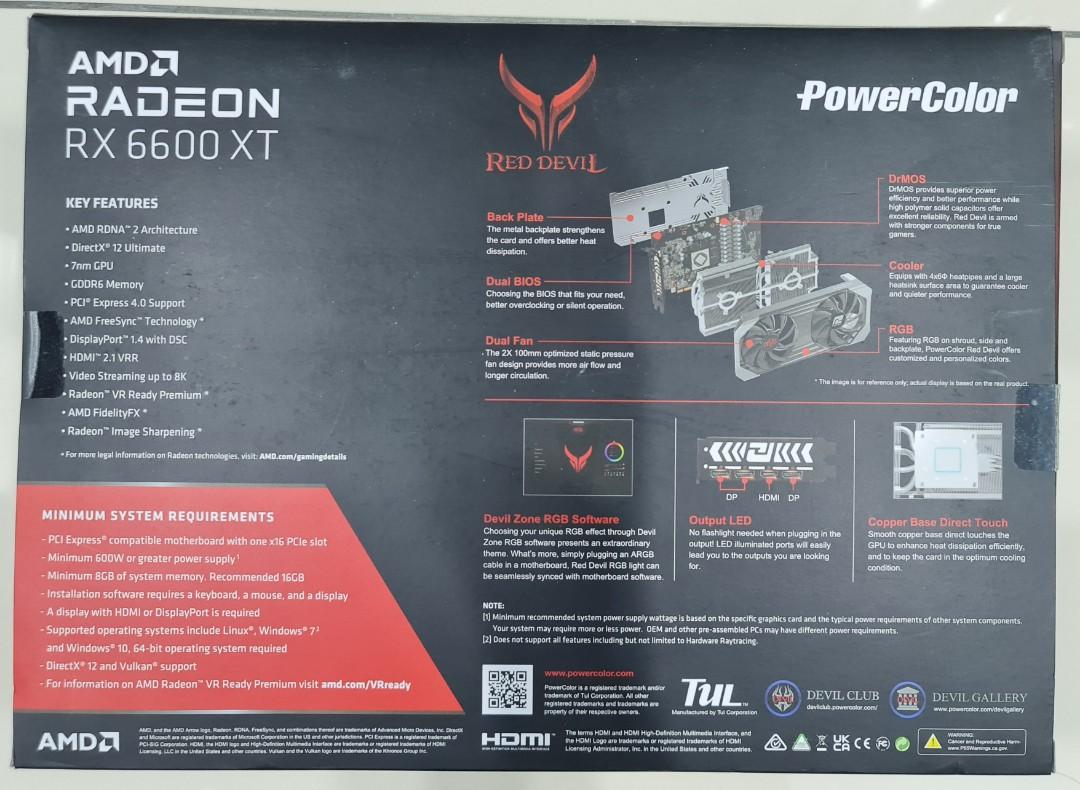 PowerColor Red Devil AMD Radeon RX 6600 XT 8GB GDDR6, Computers & Tech ...
