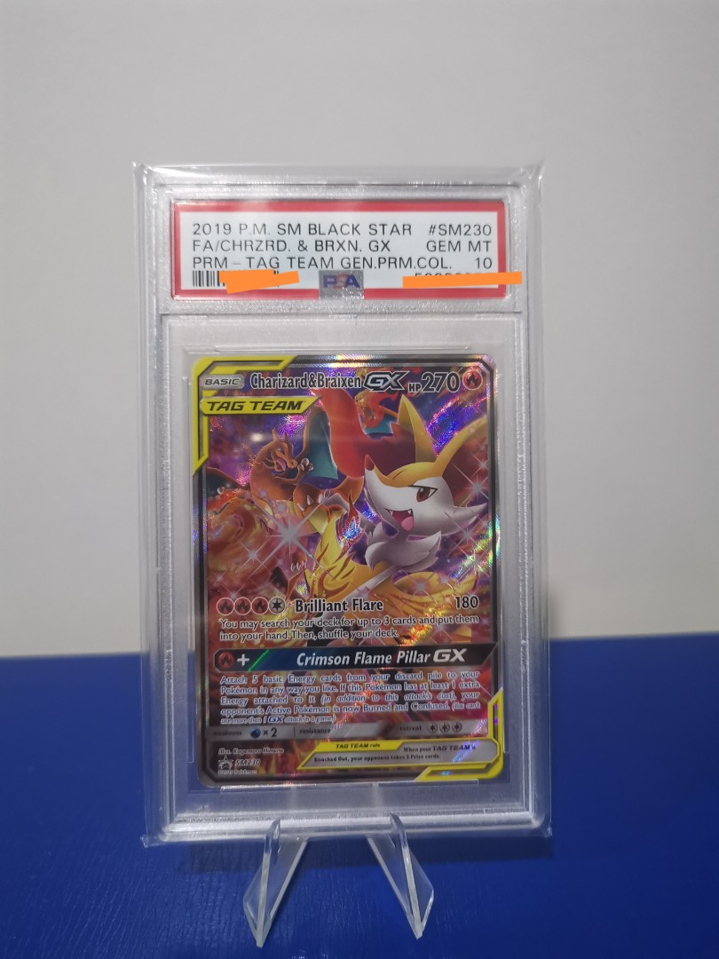 PSA 10 Charizard & Braixen GX - Full art - Tag team premium collection - Gem Mint, Hobbies ...