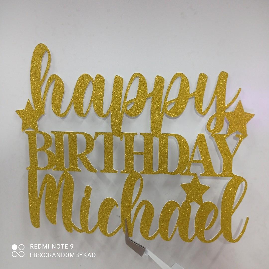 Simple Happy Birthday Cake Topper Single Layer Cardstock Cake Toppers ...
