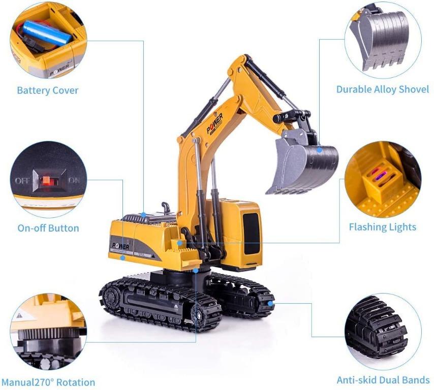 Thedttoy Toy Digger Remote Control Digger Construction Vehicle Toys RC ...