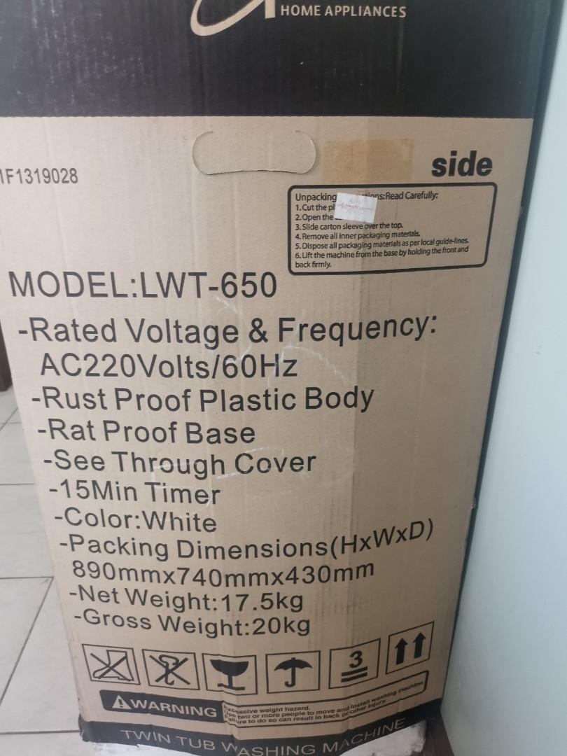 Whirlpool LWT650 Twin Tub Washing Machine, TV & Home Appliances ...