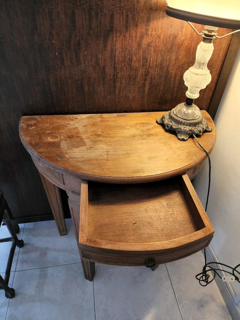 Wooden half-moon table, Furniture & Home Living, Furniture, Tables ...