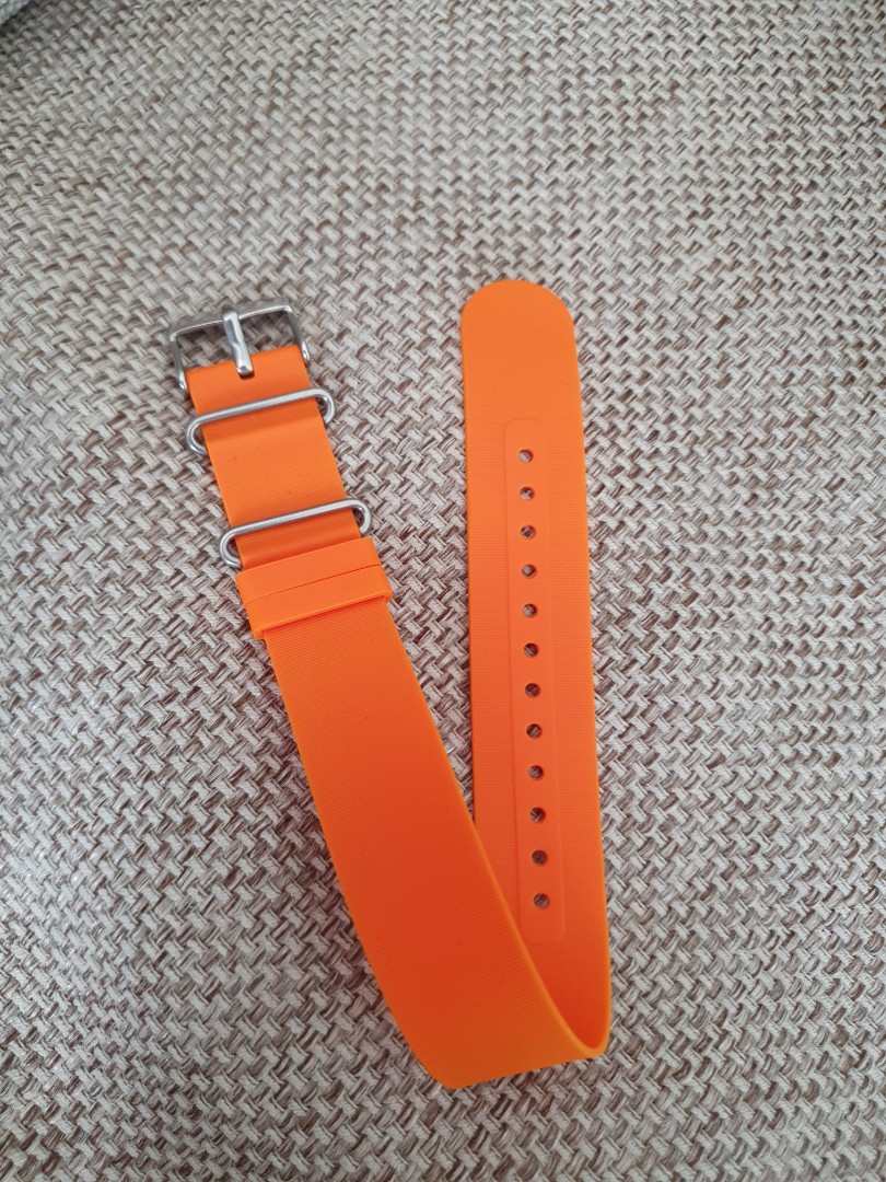 20mm orange rubber nato strap watch strap, Luxury, Watches on Carousell