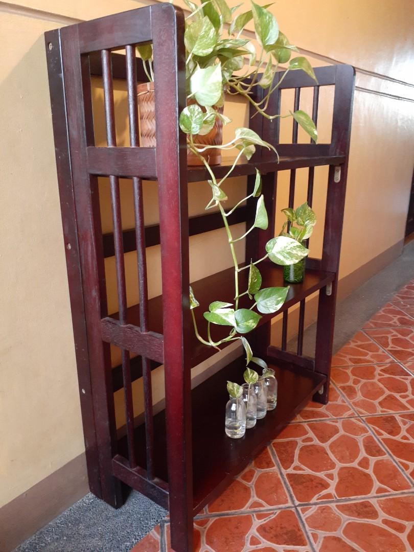 Mid century modern 3-tier wooden folding shelf rack, Furniture & Home ...