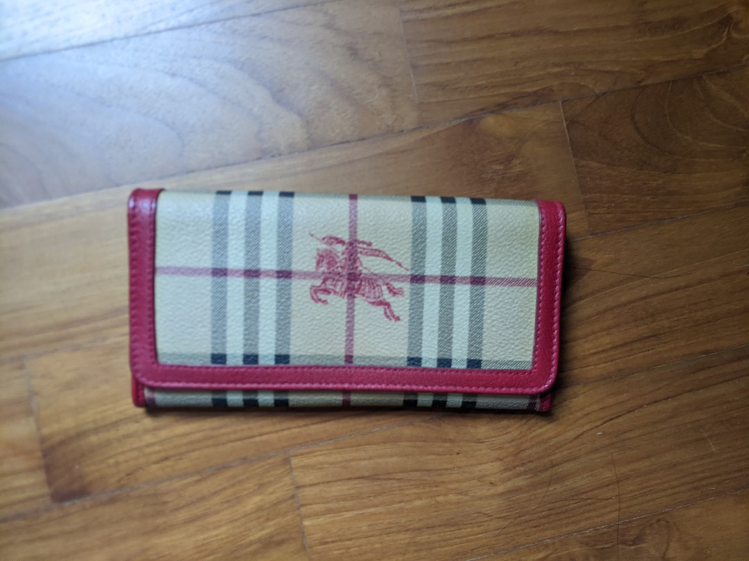 Authentic BURBERRY red long wallet, Women's Fashion, Bags & Wallets ...
