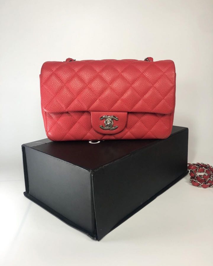 Chanel Mini Rectangle in Red Orange SHW, Luxury, Bags & Wallets on ...