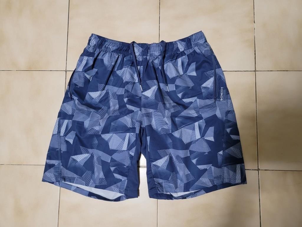Decathlon Domyos Blue Camo Print Dri-Fit Active Exercise Shorts, Men's ...