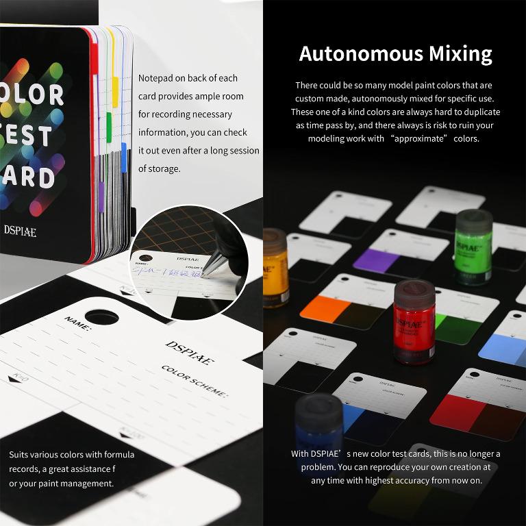 DSPIAE Model Paint Color Test Card, Hobbies & Toys, Stationery & Craft ...