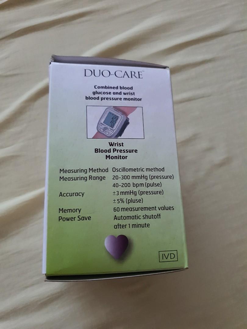 Duo care combined blood glucose and wrist blood pressure monitor ...