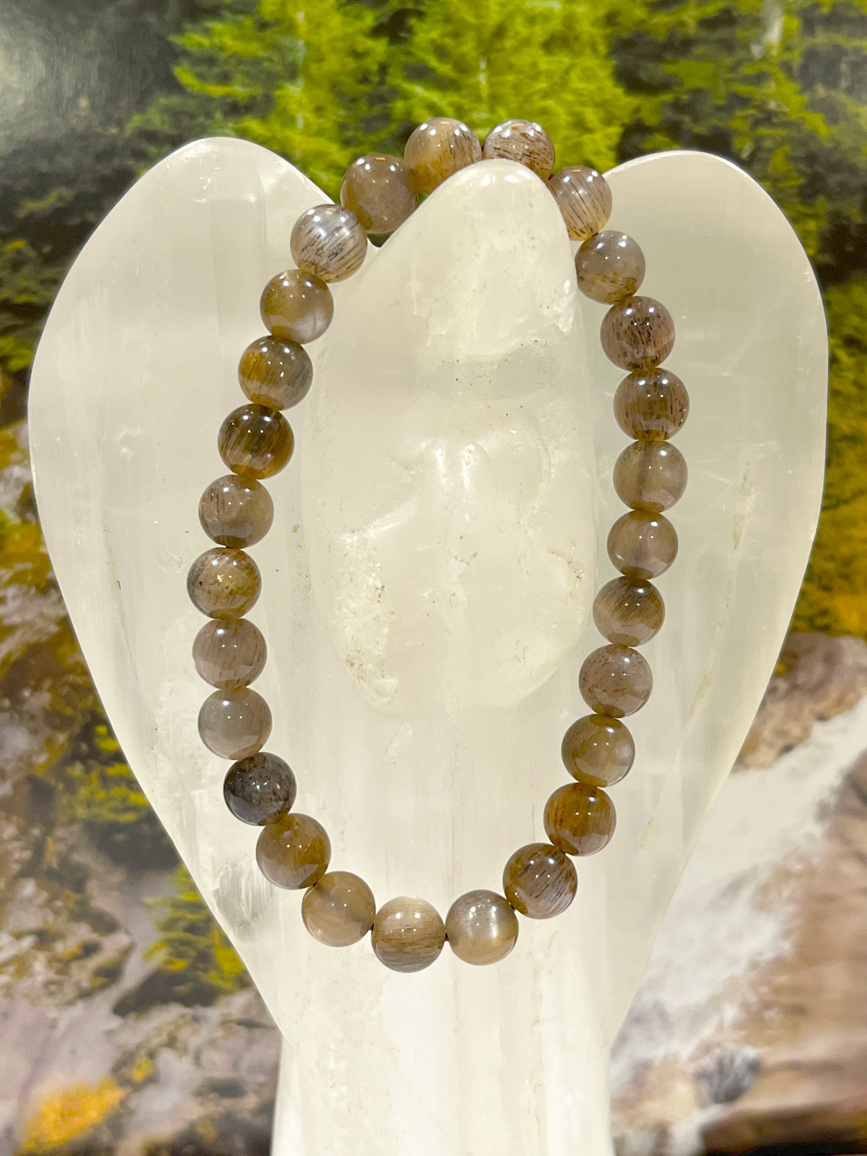 Gold Backbone Sunstone (Gugan) Natural Stone Crystal Bracelet 6mm ...