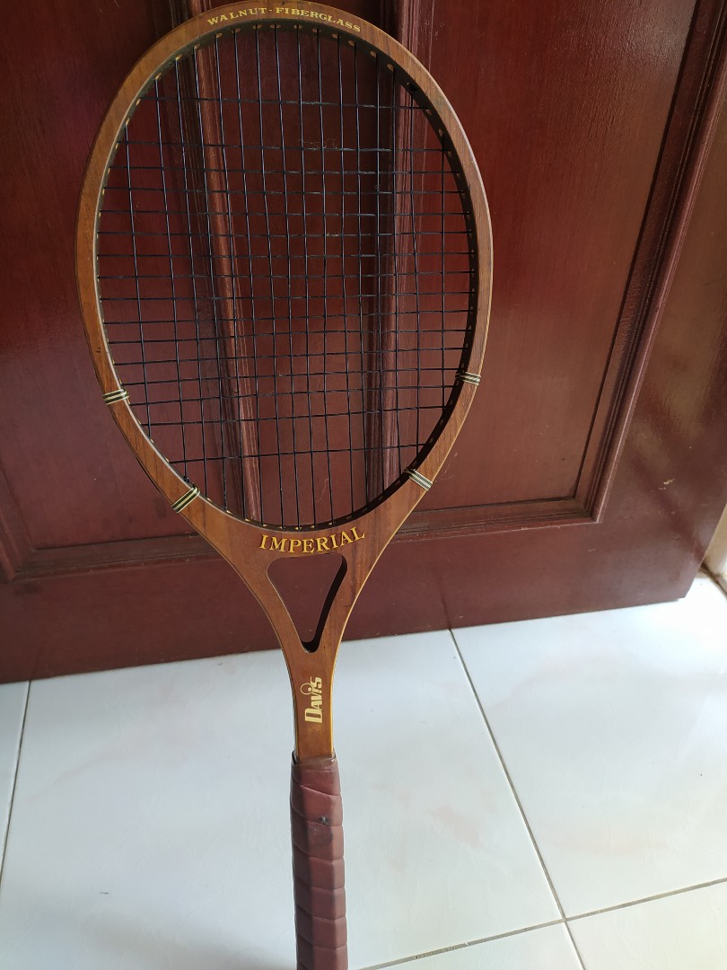 IMPERIAL DAVIS walnut-Fiberglass Tennis Racket, Sports Equipment ...