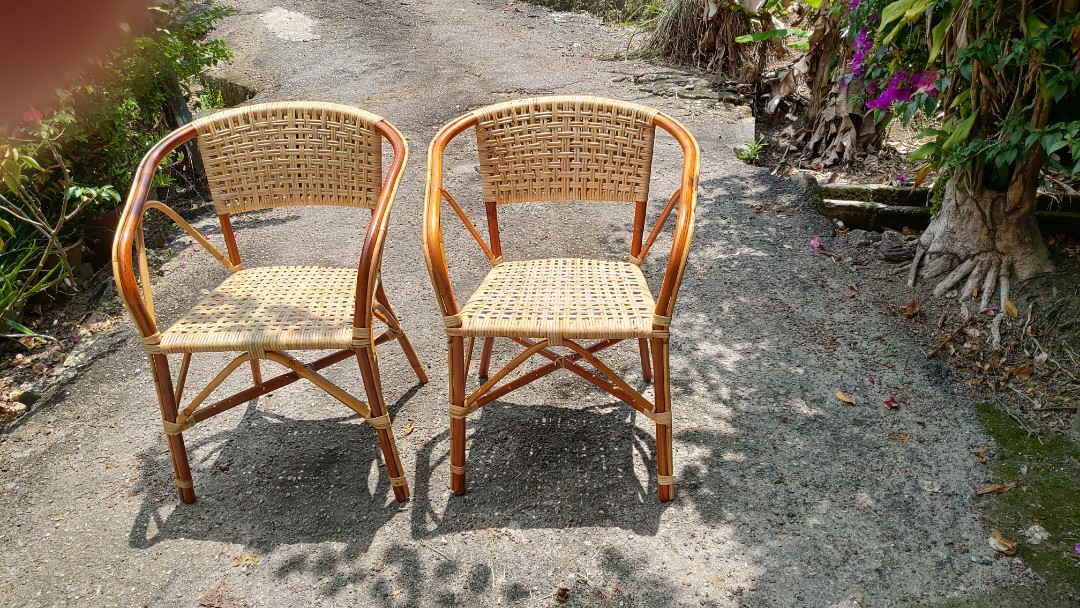 Kerusi rotan dewasa set 2, Furniture & Home Living, Outdoor Furniture ...