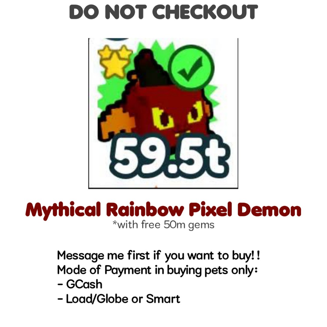 Pet Simulator X Mythical Rainbow Pixel Demon, Video Gaming, Video Games ...