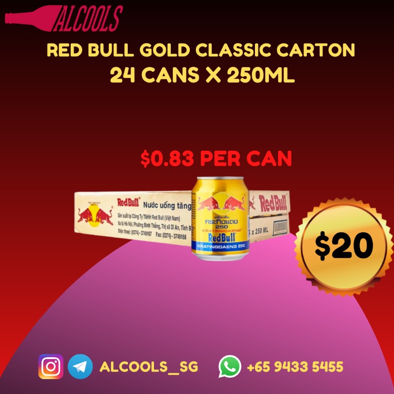Red Bull Gold Classic x 24 cans / 250ml / Alcohol Delivery / Wholesale ...