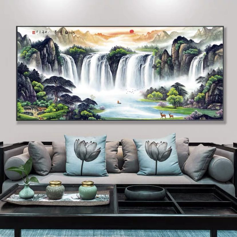 Shan Shui Hua 山水画 Mountain Water Painting Fengshui, Furniture & Home ...