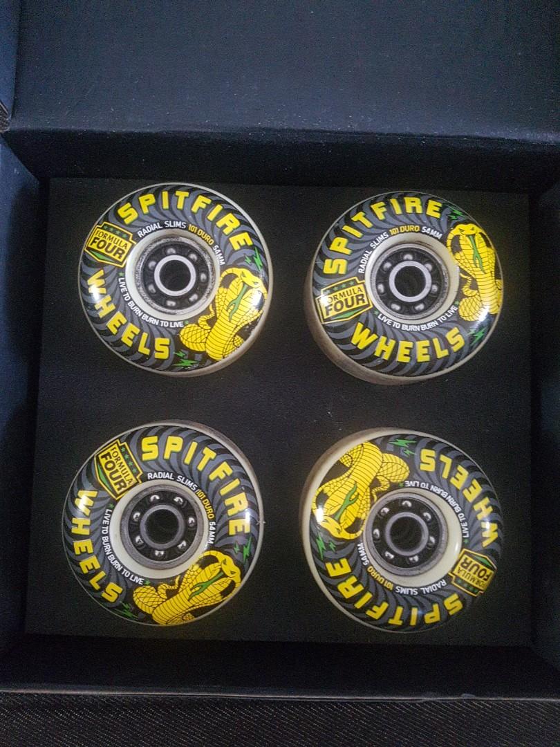 Spitfire 54mm 101 duro radial slim with bones swiss bearing, Sports ...