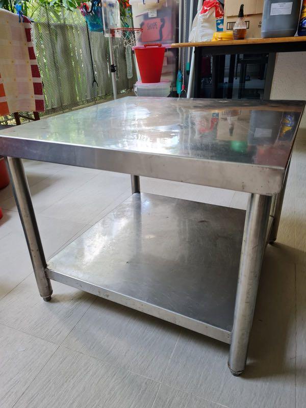Stainless steel table (for hawker), Furniture & Home Living, Furniture ...