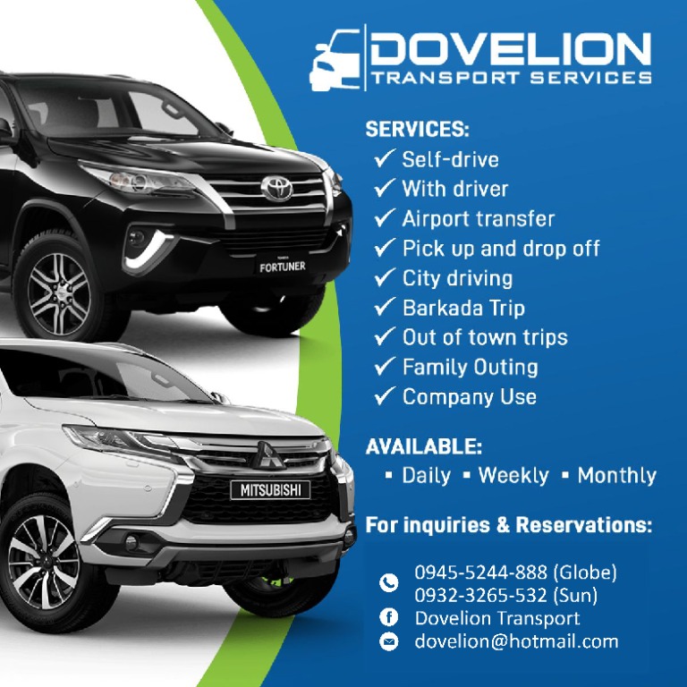 SUV and Car for Rent NCR Luzon area, Vehicle Rentals on Carousell