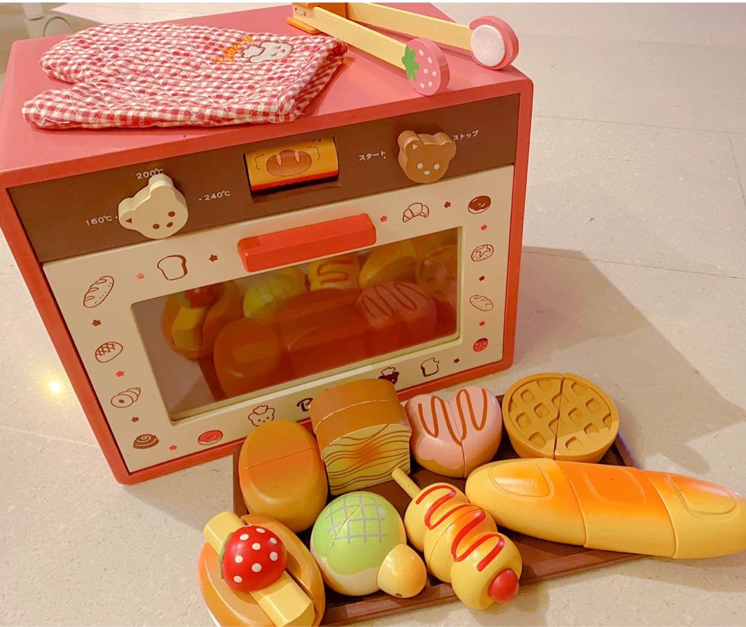 Wooden Toy Oven Set, Hobbies & Toys, Toys & Games on Carousell