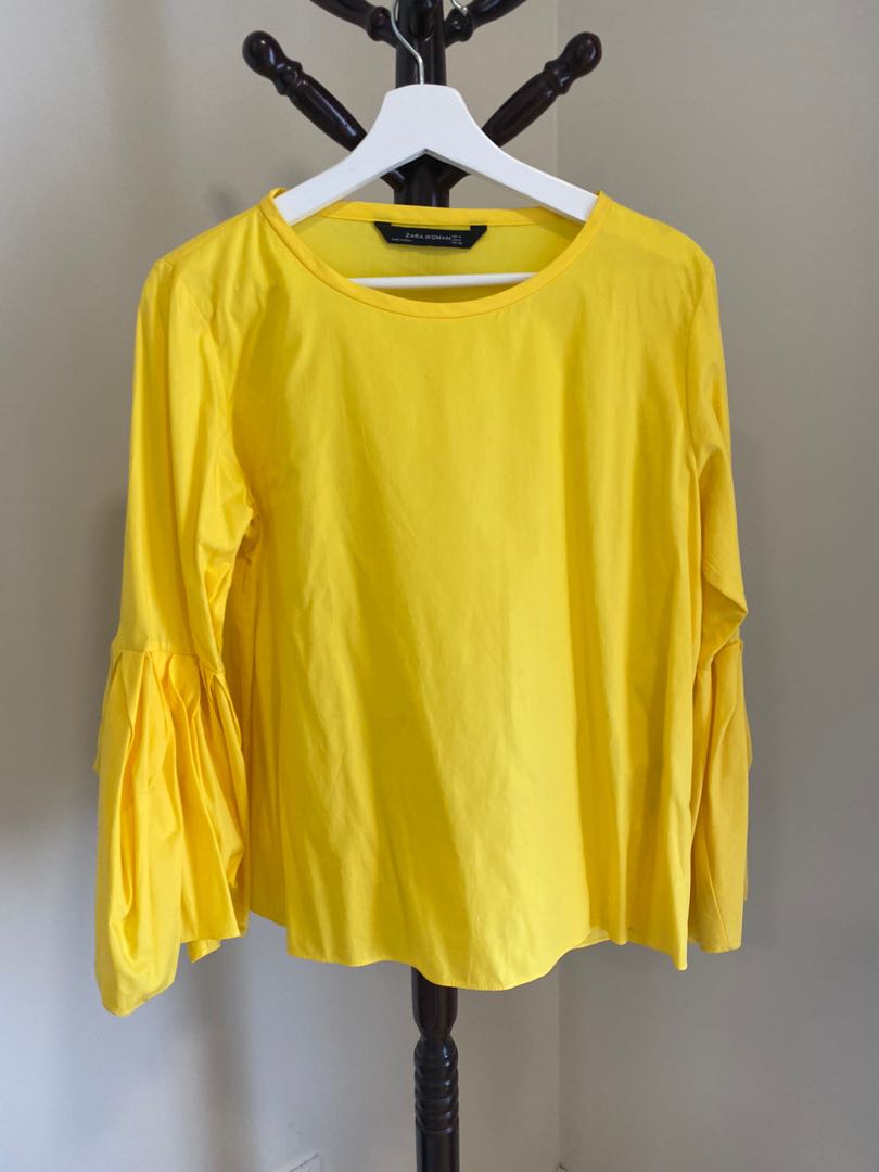 Zara Yellow Top, Women's Fashion, Tops on Carousell