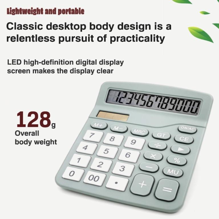 12 Digits Dual Power Calculator Solar Panel Powered Battery Desktop 1 x ...