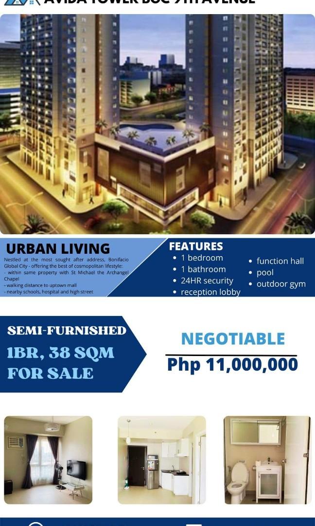 1 BR corner unit Avida Towers BGC 9TH AVE, Property, For Sale ...