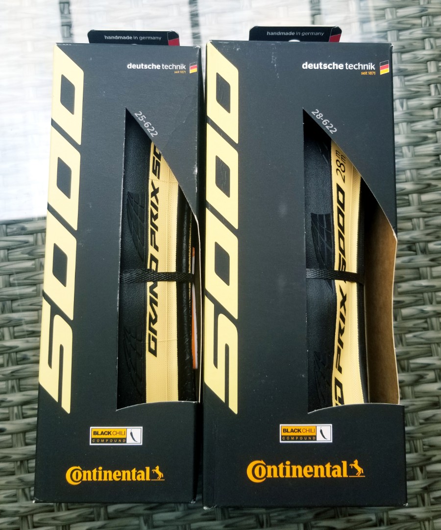 2 x Continental GP5000 Road Bike Tyres ( 700x25C Front / 28C Rear ...