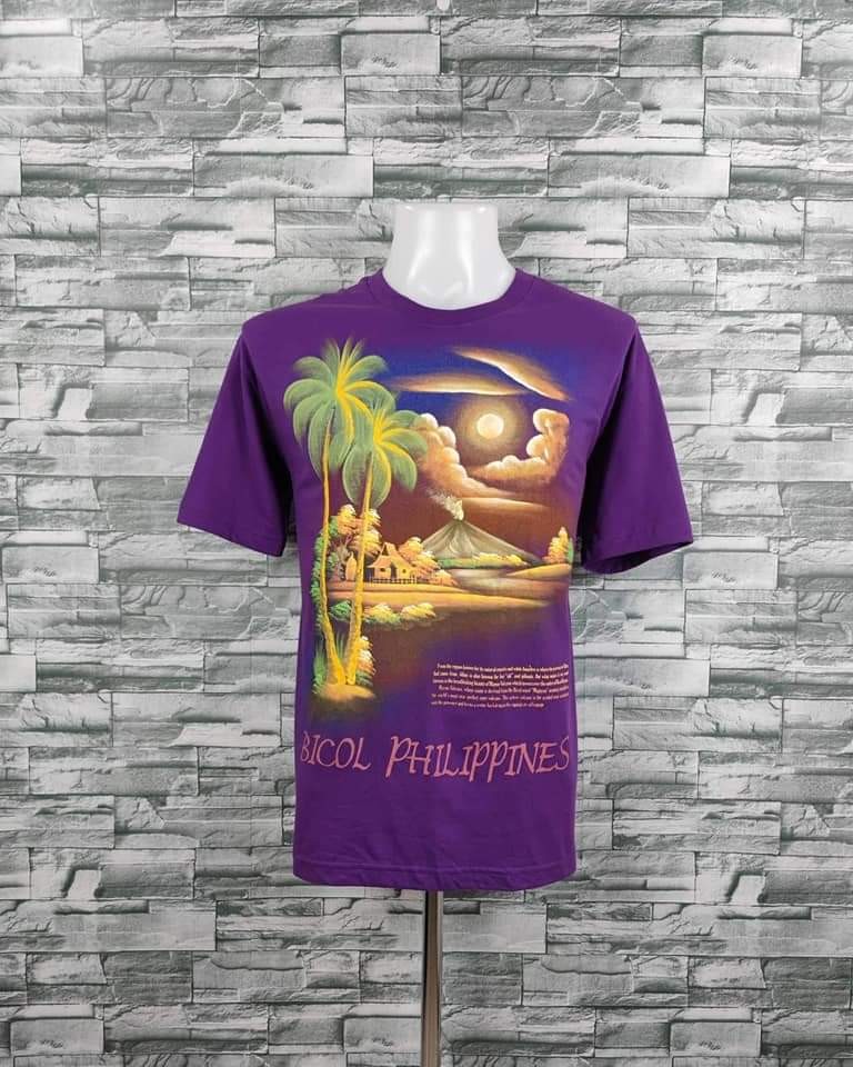 Bicol Philippines Village View Full Moon Volcano Smoke Purple Shirt ...