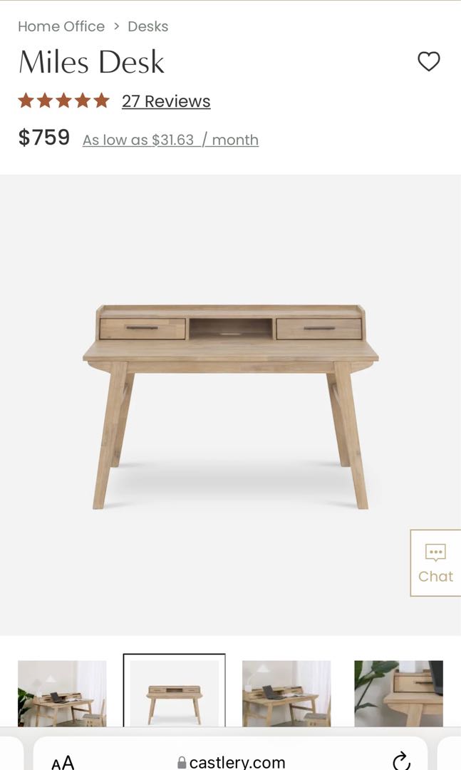 Castlery Miles Desk, Furniture & Home Living, Furniture, Other Home ...