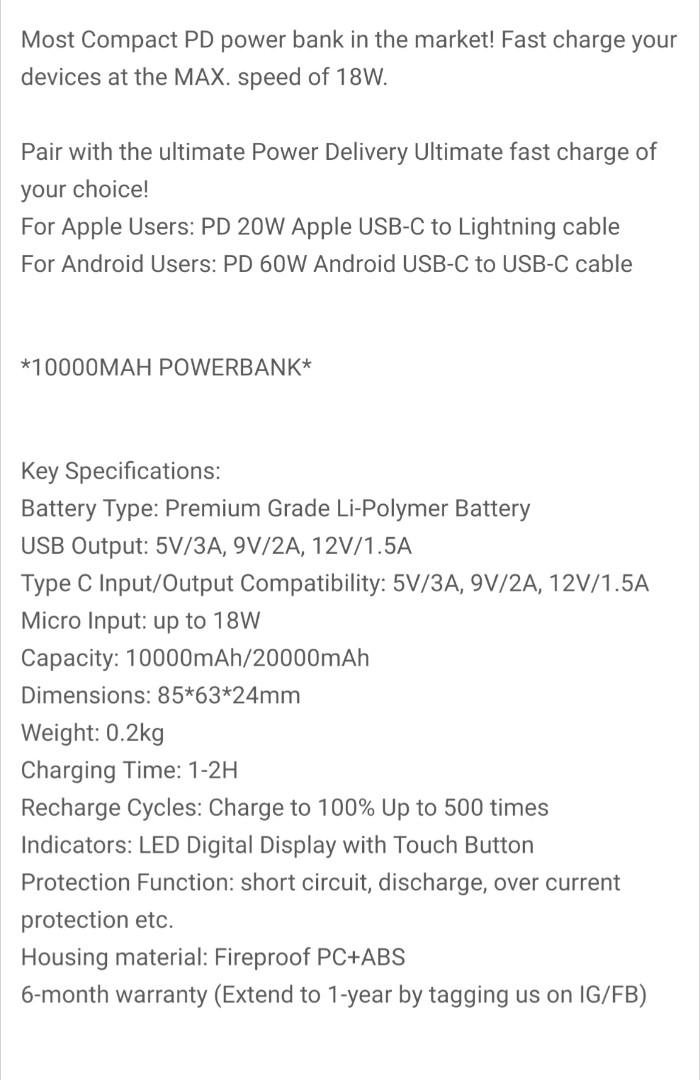 Elon tech power Bank 10000mah, Mobile Phones & Gadgets, Mobile & Gadget ...