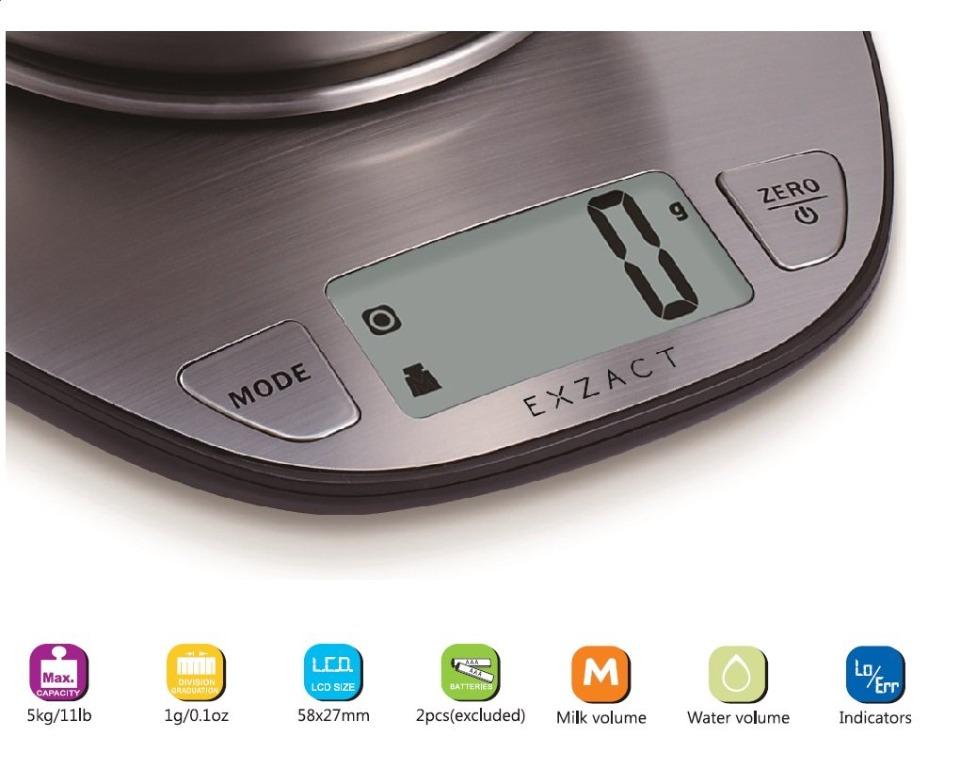Exzact Electronic Kitchen Scale Stainless Steel Baking Scale - Large ...