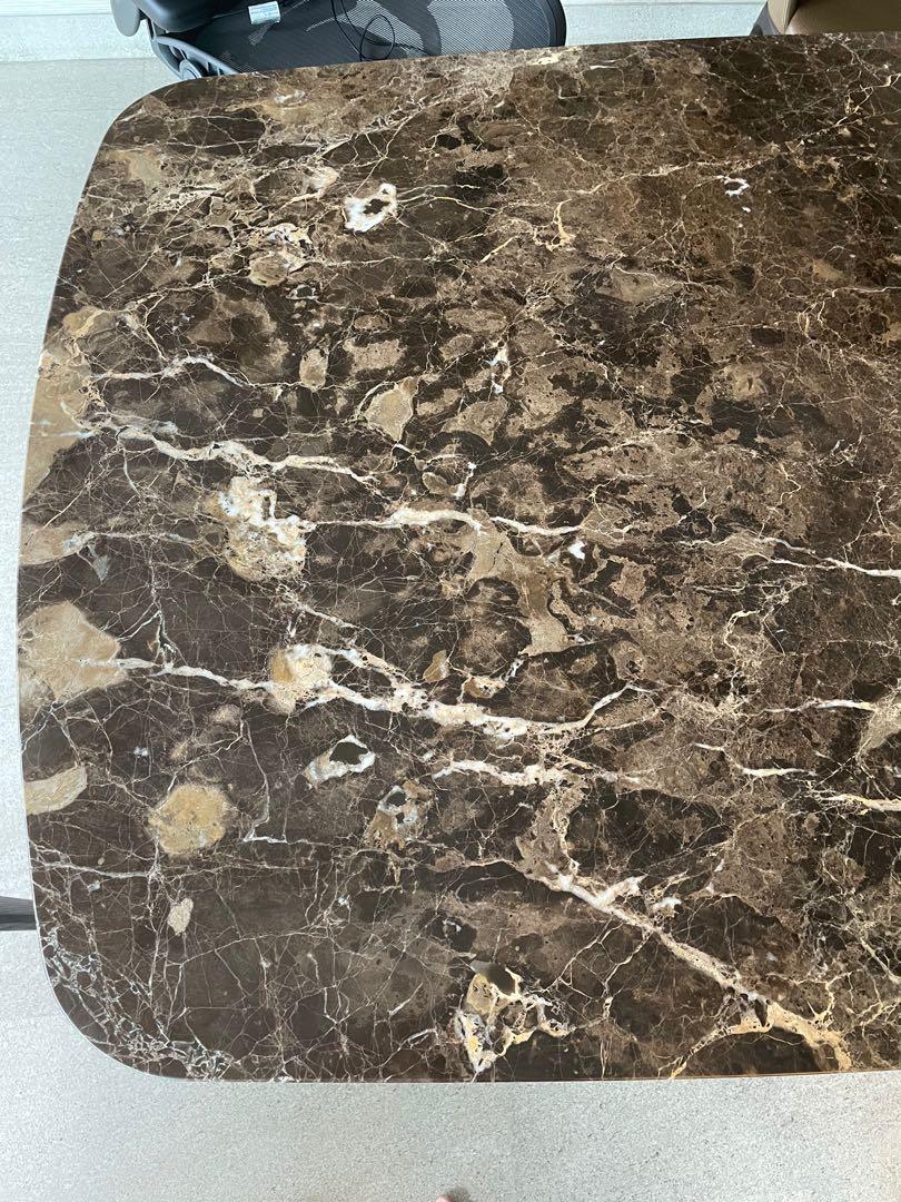 Iconic designer Poliform Concorde Table Emperador Marble Spessart Oak ...