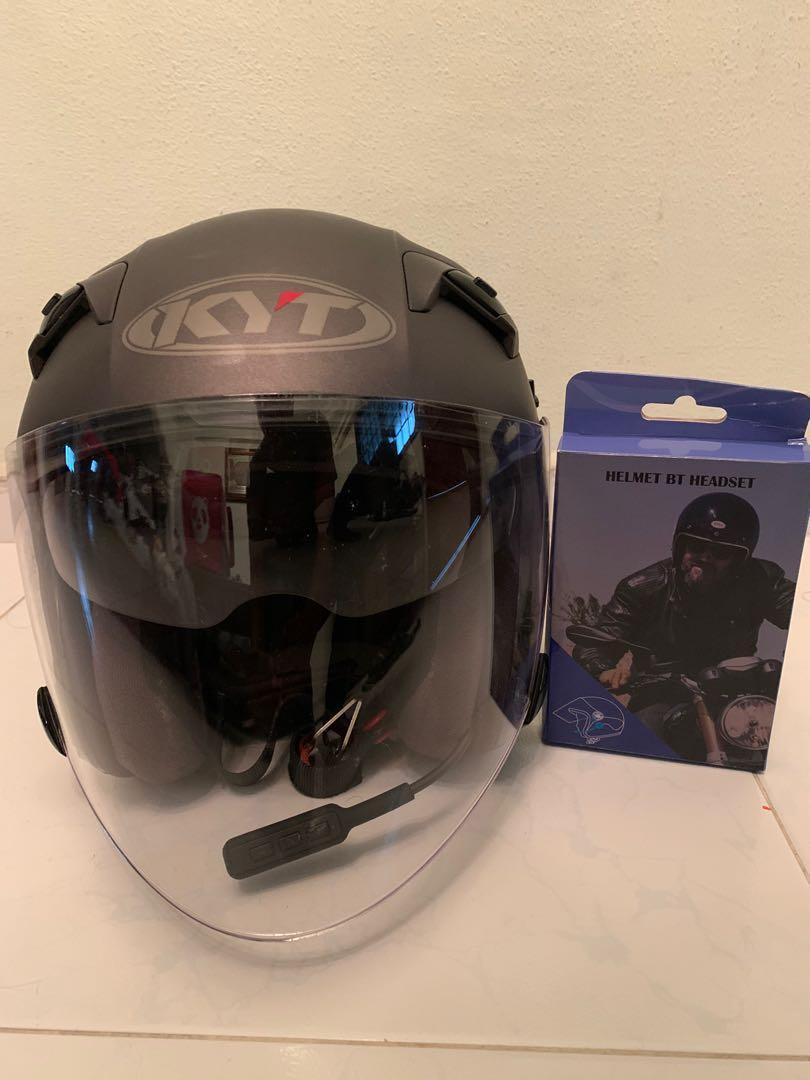 KYT Helmet Size L with New Bluetooth intercom, Motorcycles, Motorcycle ...