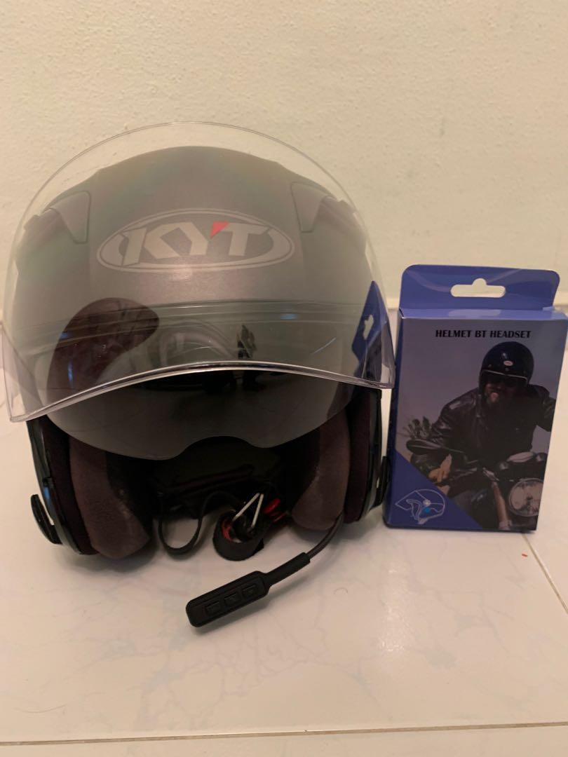 KYT Helmet Size L with New Bluetooth intercom, Motorcycles, Motorcycle ...