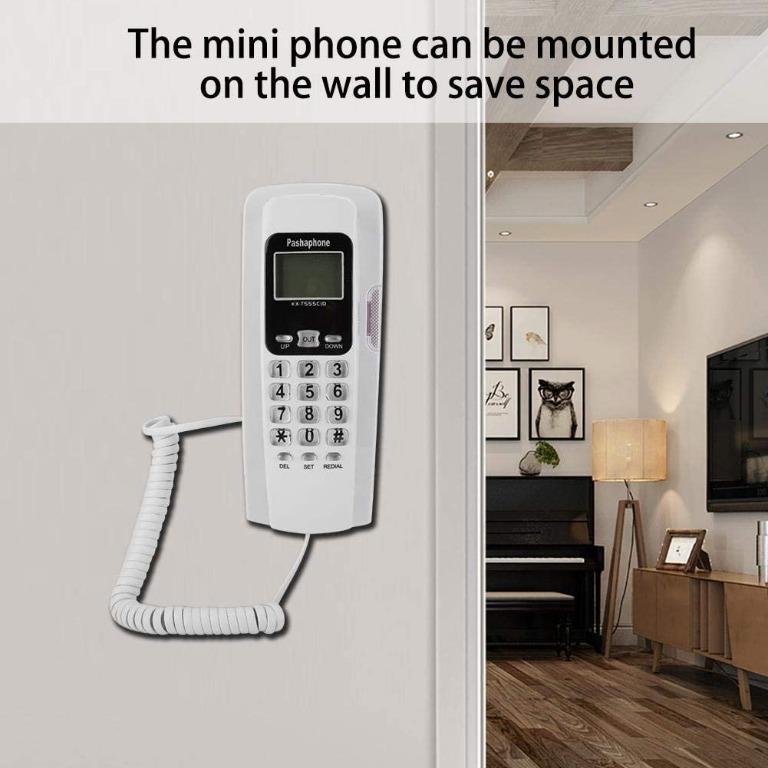 Landline Phone, DTMF/FSK Wall Mounted Corded Telephone with Caller ID ...