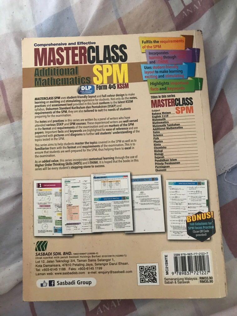 Masterclass SPM KSSM ADDMATHS, Hobbies & Toys, Books & Magazines ...