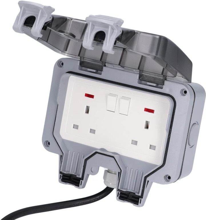 Outdoor Socket, Power Outlet Box Lockable Cover 250V 13A with Extension ...