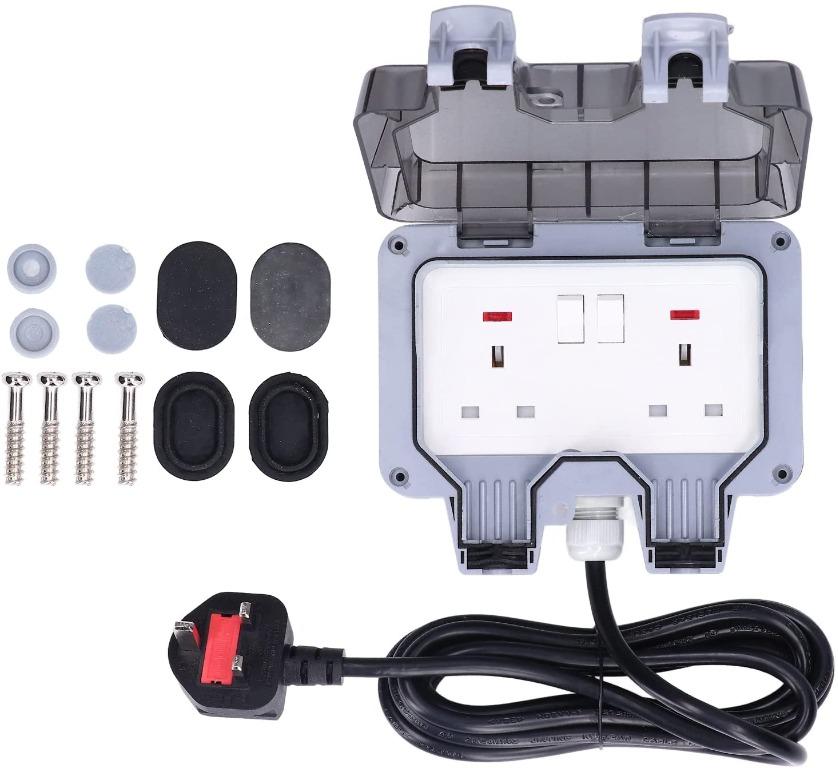 Outdoor Socket, Power Outlet Box Lockable Cover 250V 13A with Extension ...