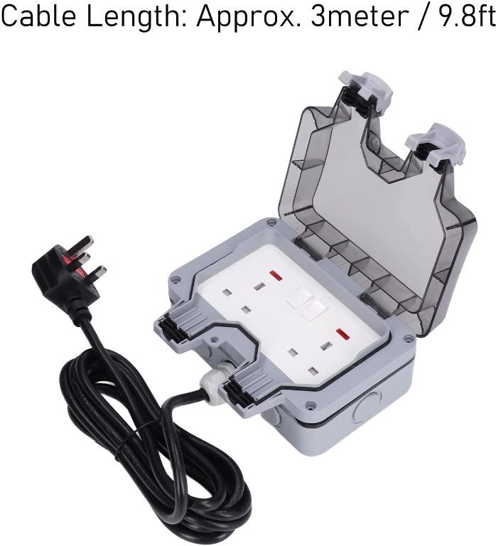 Outdoor Socket, Power Outlet Box Lockable Cover 250V 13A with Extension ...