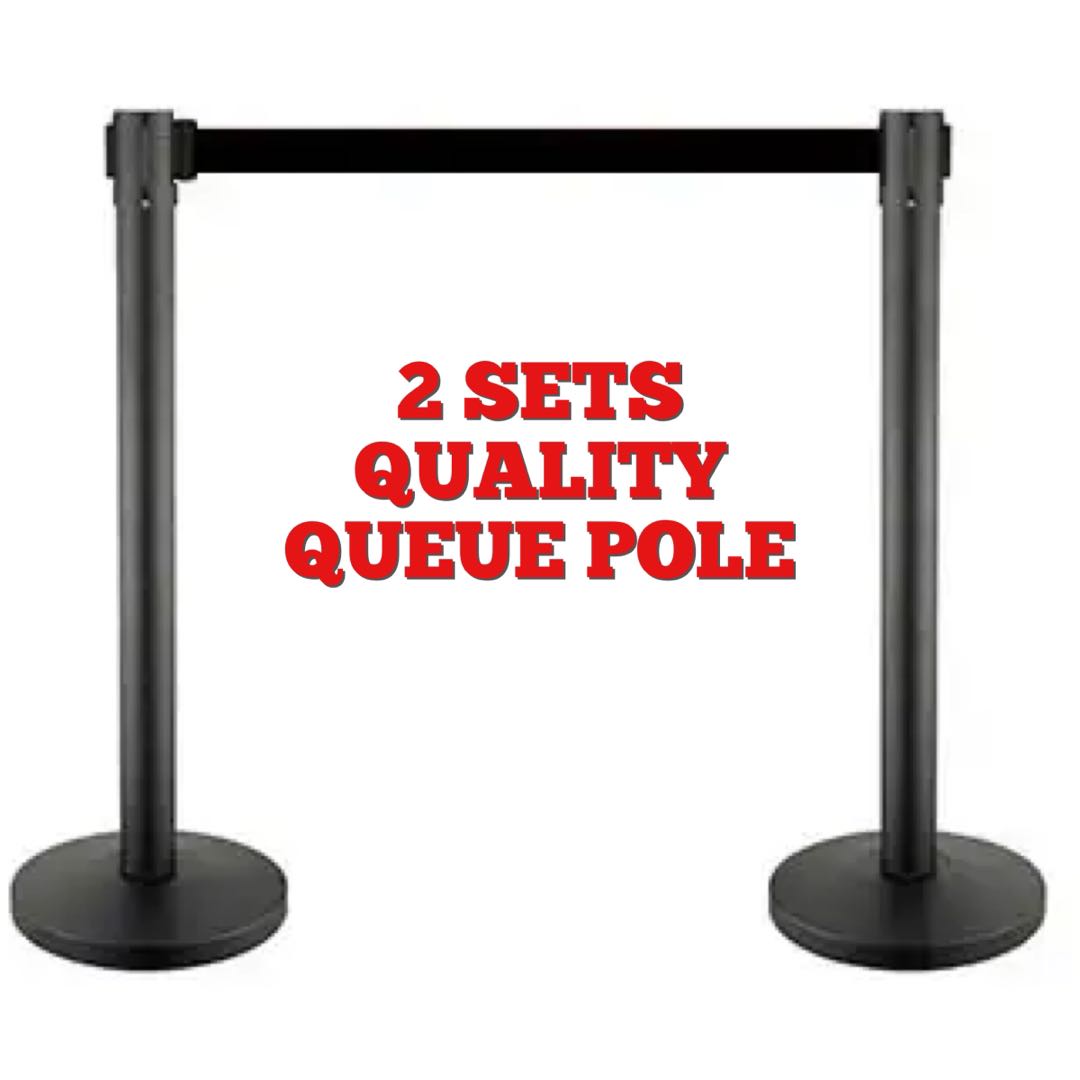 4x Premium Queue Poles with stainless base, Furniture & Home Living ...