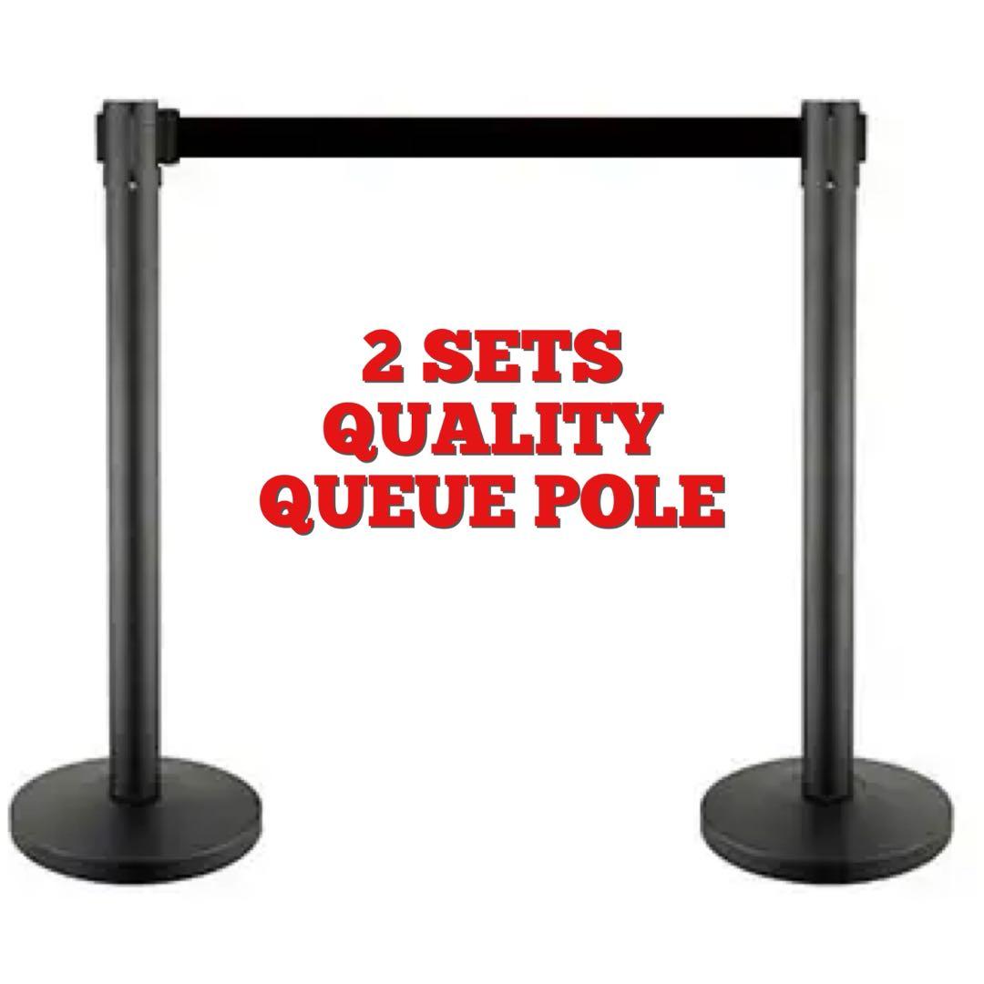 4x Premium Queue Poles with stainless base, Furniture & Home Living ...