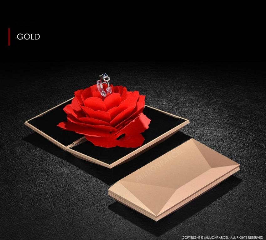 Proposal Flower Ring Box 3 Colour | Jewellery Gift Box | Wedding Ring ...