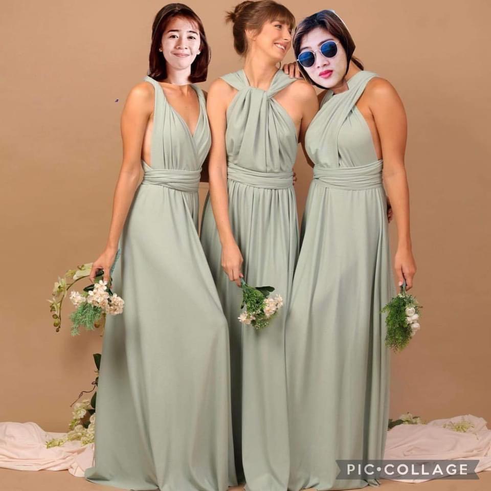 Sage Green infinity dress, Women's Fashion, Dresses & Sets, Evening ...