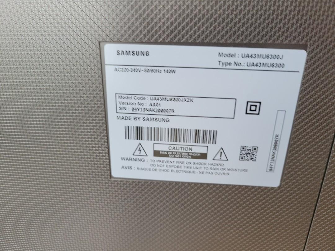 Samsung 43'' UHD 4K Flat Smart TV MU6300 Series 6, 家庭電器, 電視 & 其他娛樂, 電視 ...
