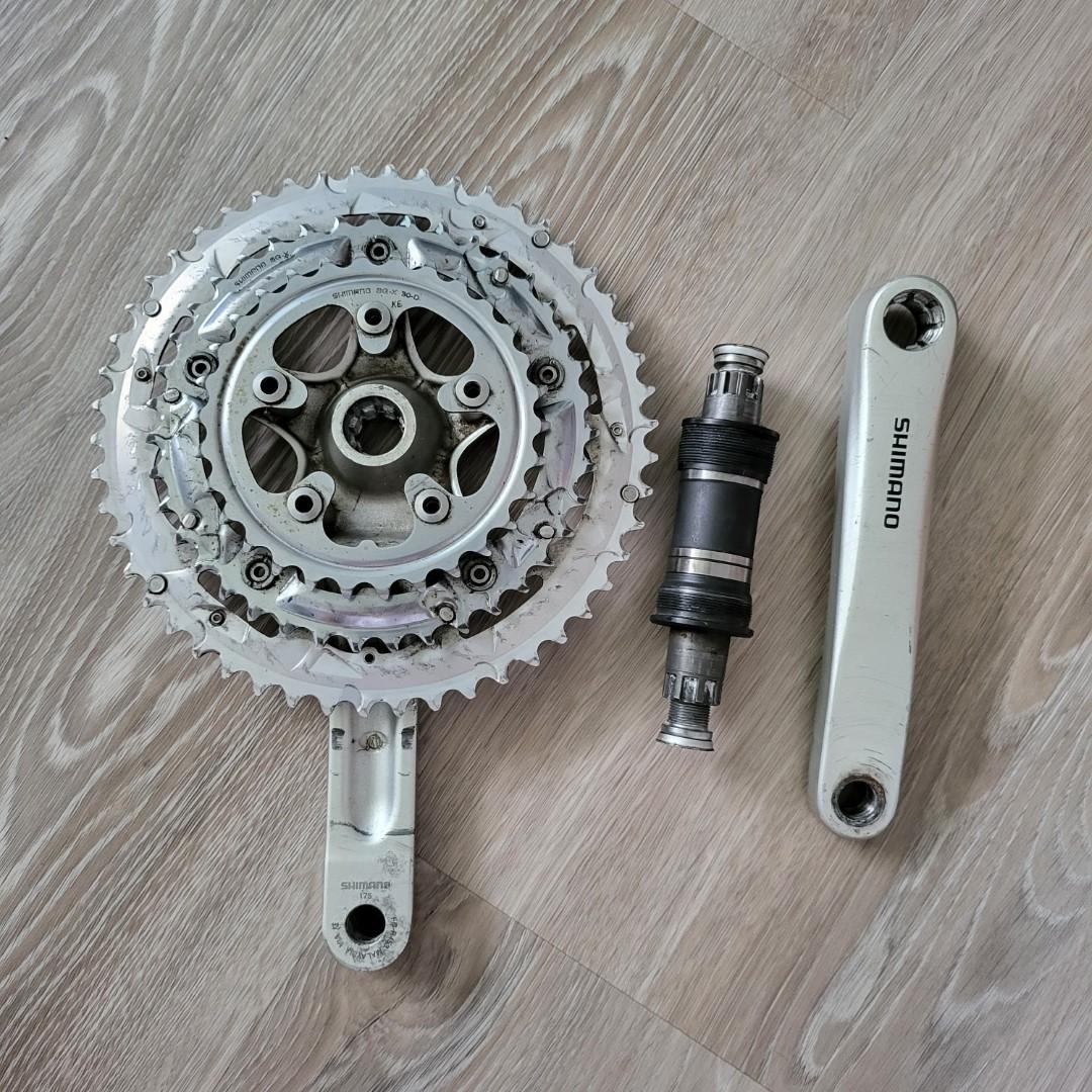 Shimano triple crankset with BB, Sports Equipment, Bicycles & Parts ...
