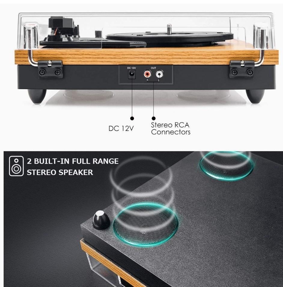 VIFLYKOO Record Player, Bluetooth Portable Vinyl Turntable and Digital ...