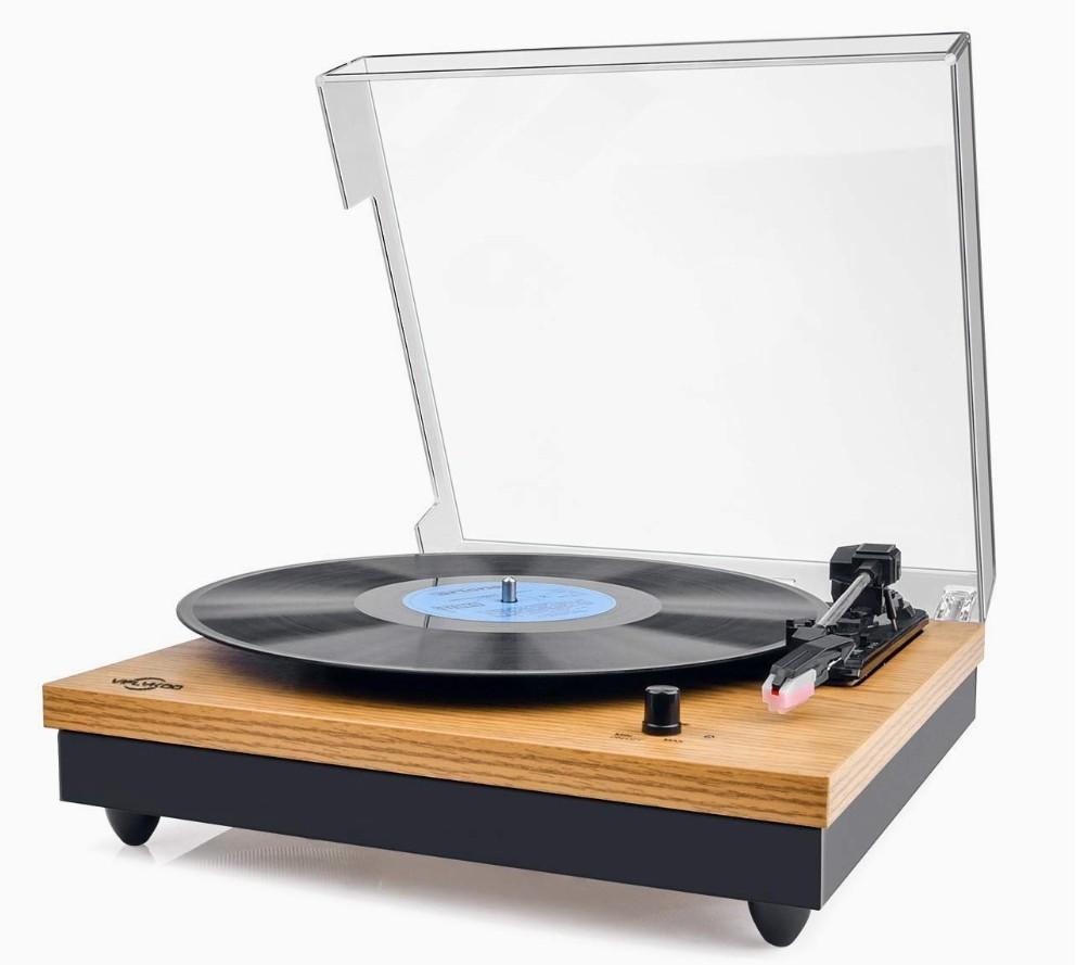 VIFLYKOO Record Player, Bluetooth Portable Vinyl Turntable and Digital ...