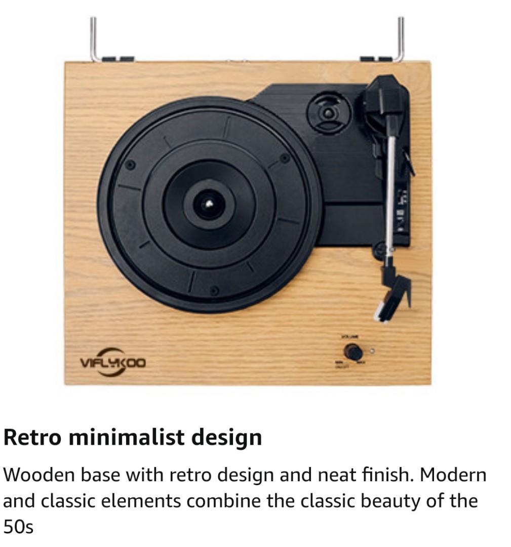 VIFLYKOO Record Player, Bluetooth Portable Vinyl Turntable and Digital ...